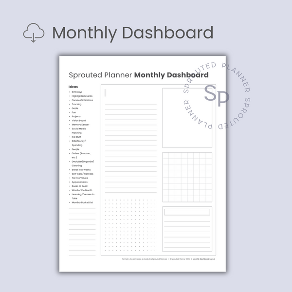 Monthly Dashboard - Sprouted Planner
